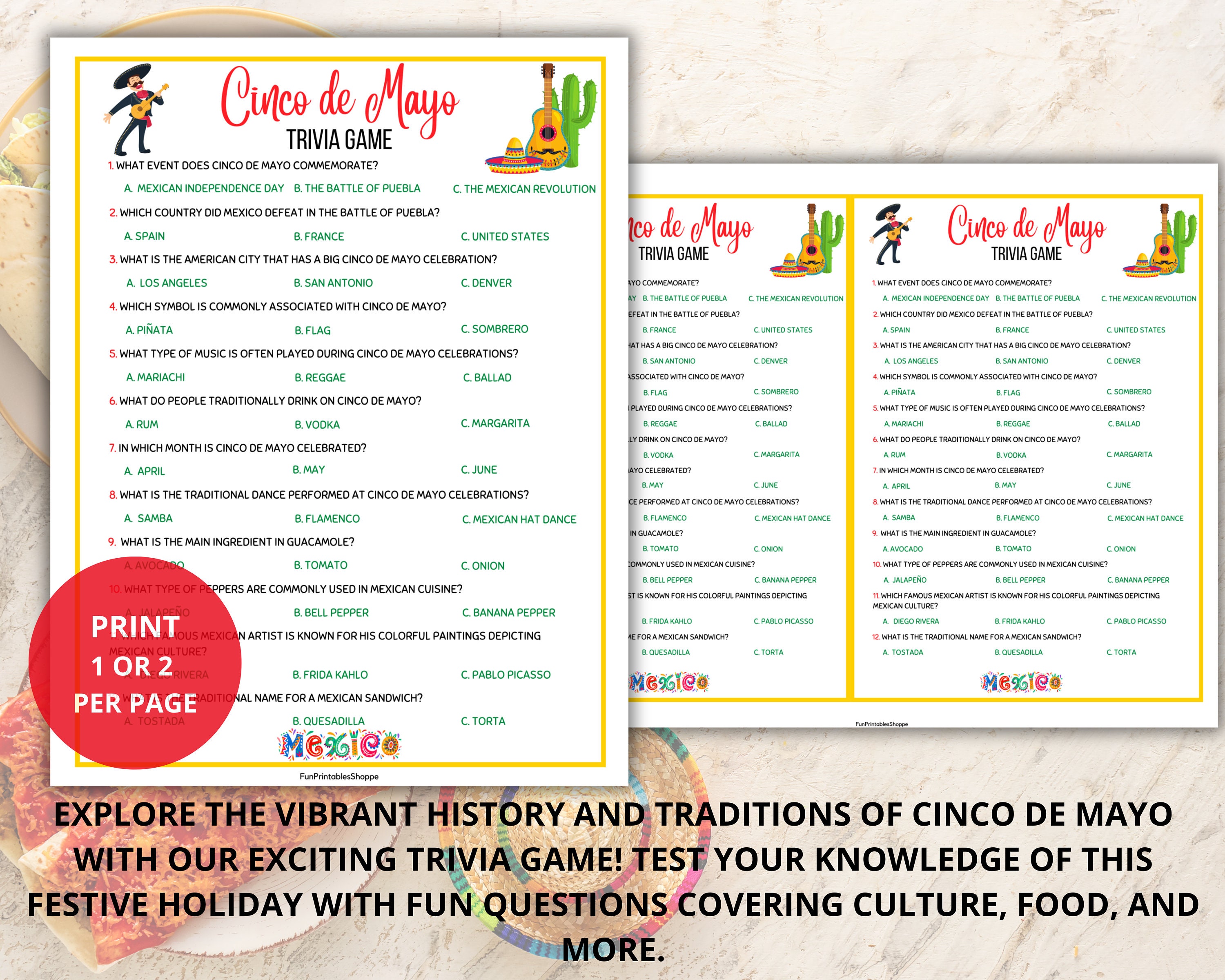 Cinco De Mayo Trivia Game,cinco De Mayo Trivia Questions,cinco De Mayo ...