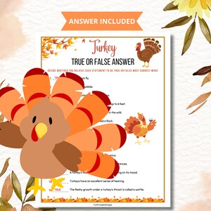 Turkey Day Quiz,thanksgiving Turkey Game,thanksgiving Fact or Fiction ...