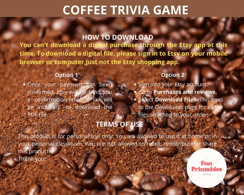 Coffee Trivia Game,coffee Shop Game,coffee Quiz,coffee Lover Game ...