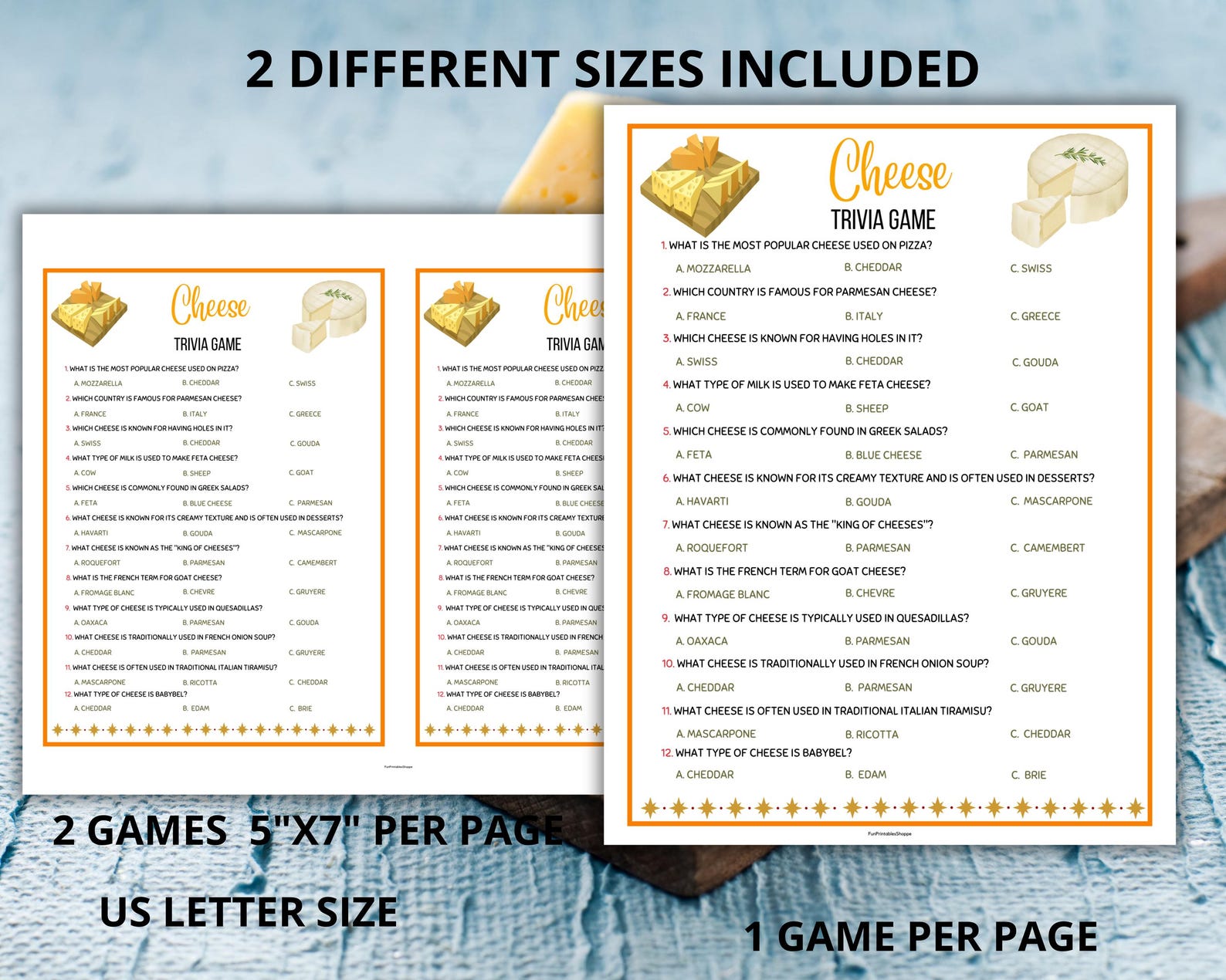 Cheese Trivia Game,printable Cheese Trivia,cheese Party Game,food ...