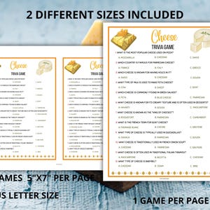 Cheese Trivia Game,printable Cheese Trivia,cheese Party Game,food ...