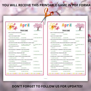 April Trivia Games,monthly Trivia Quiz,spring Party Games,april Games ...