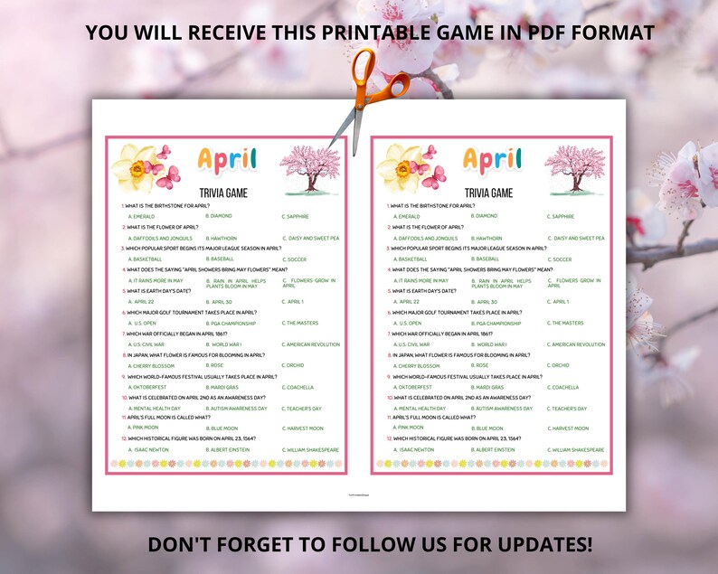 April Trivia Games,monthly Trivia Quiz,spring Party Games,april Games ...