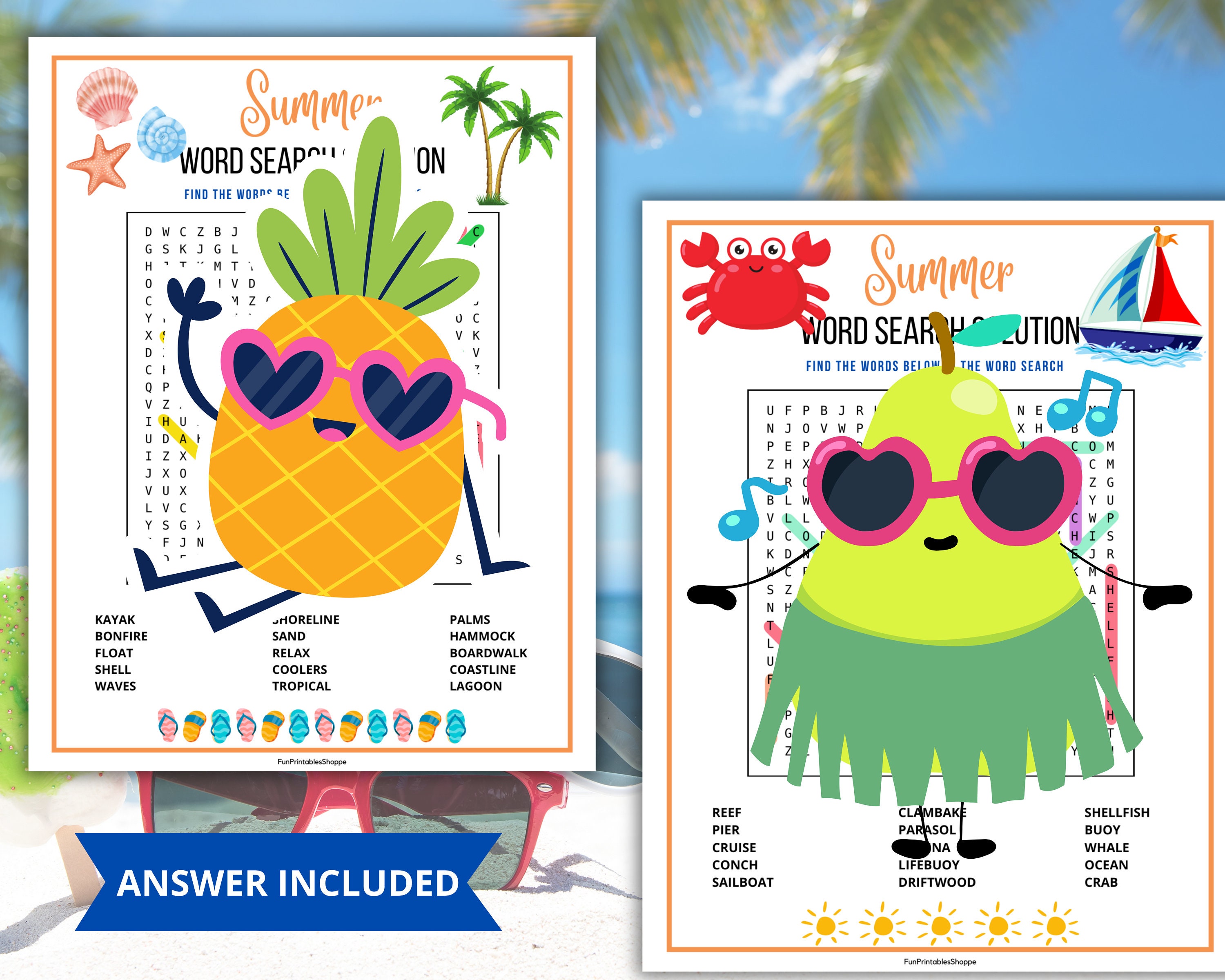 Summer Word Search,summertime Party Game,word Find Game,fun Summer ...