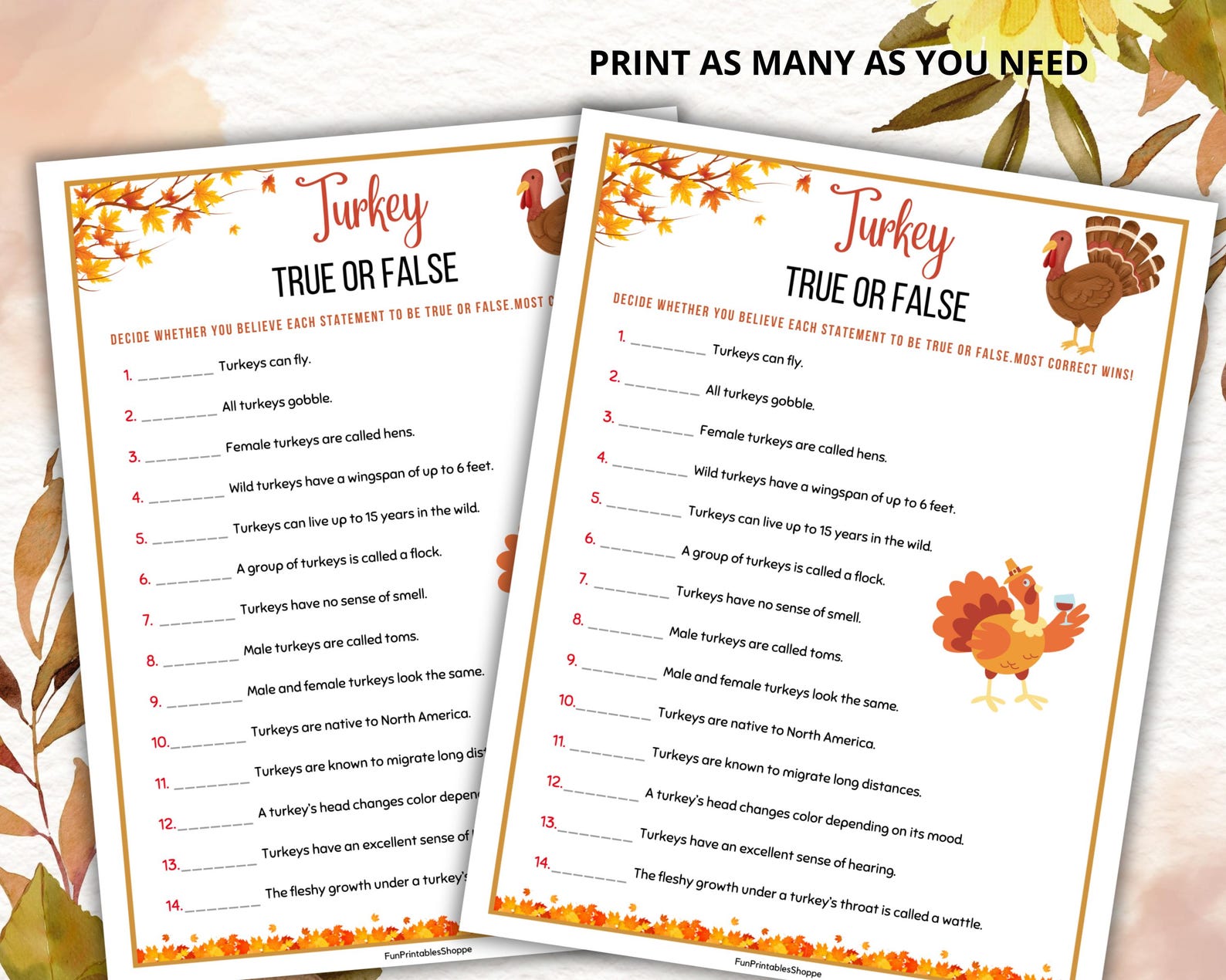 Turkey Day Quiz,thanksgiving Turkey Game,thanksgiving Fact or Fiction ...