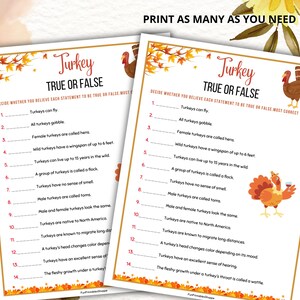 Turkey Day Quiz,thanksgiving Turkey Game,thanksgiving Fact or Fiction ...