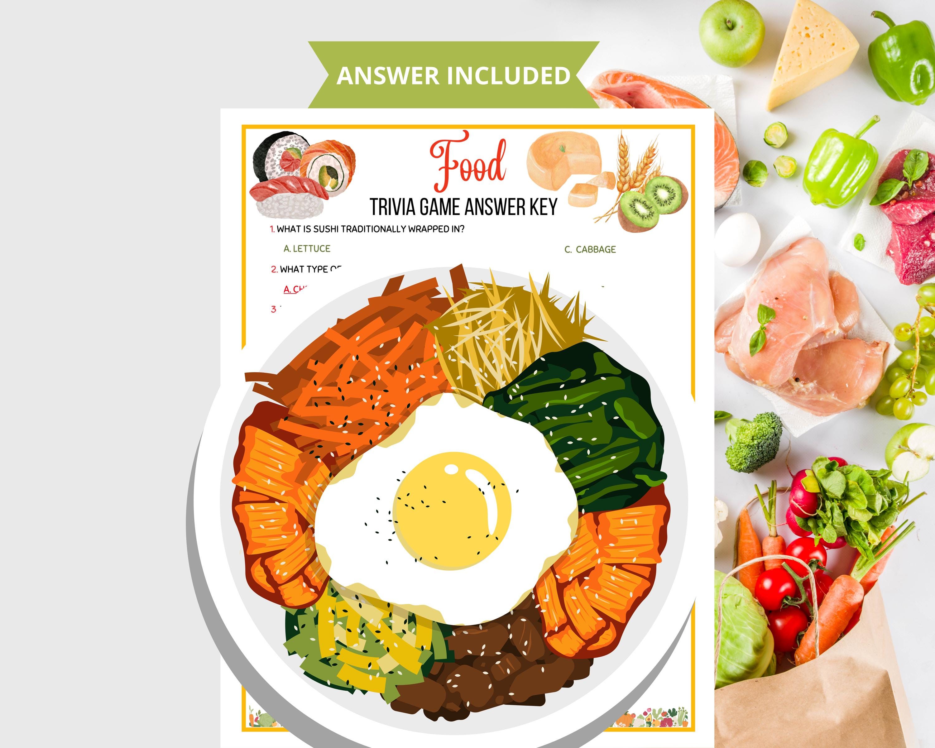 Food Trivia Game,culinary Trivia Game,food Quiz Print,family Food ...