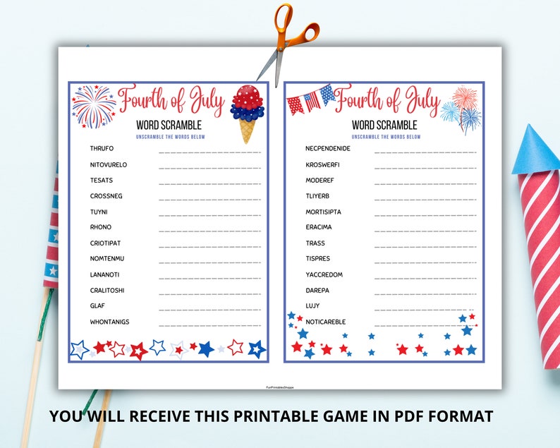 4th of July Word Scramble,4th of July Word Search,4th of July ...