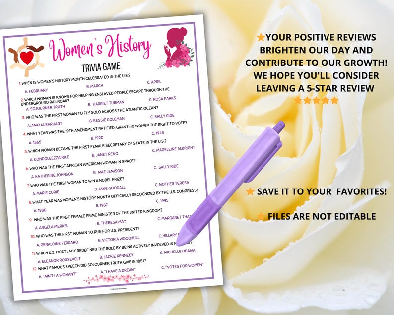 Women's History Month Trivia,international Women's Day Games,famous ...
