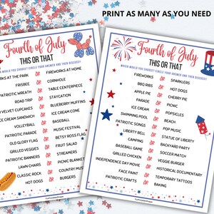 4th of July This or That,independence Day Game,fourth of July This or ...