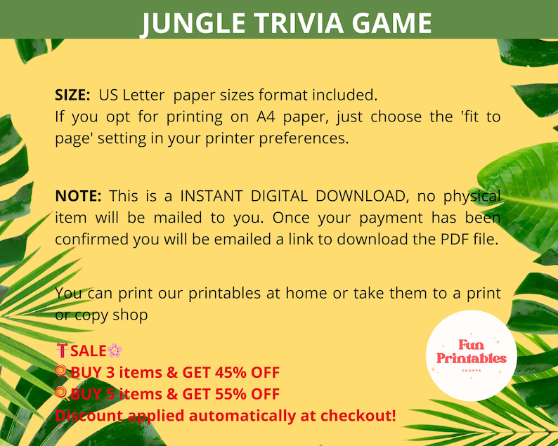 Jungle Trivia Game, Jungle Quiz,safari Trivia,rainforest Quiz Game,fun ...