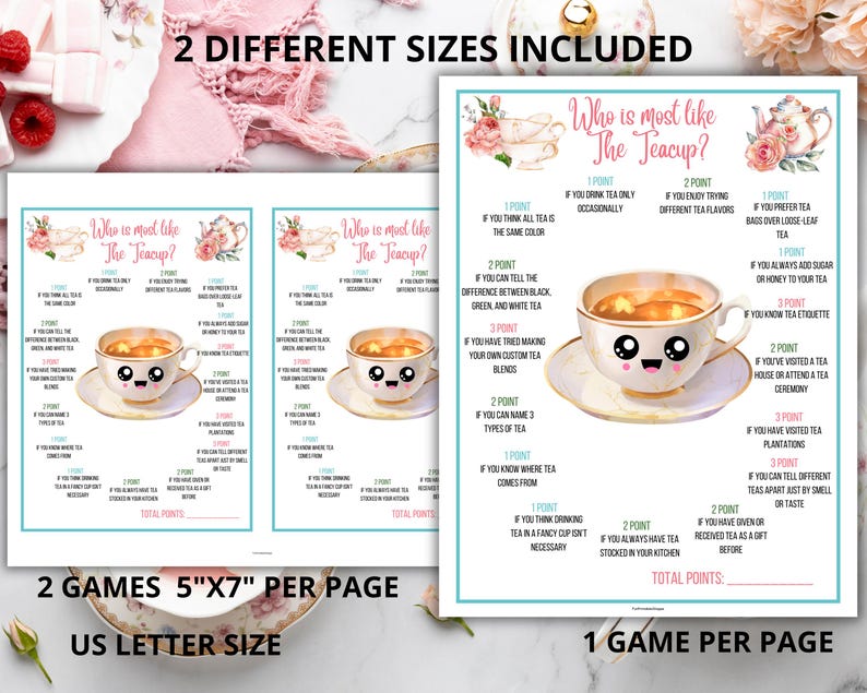 Tea Party Games,who is Most Like the Teacup,tea Party Birthday Games ...
