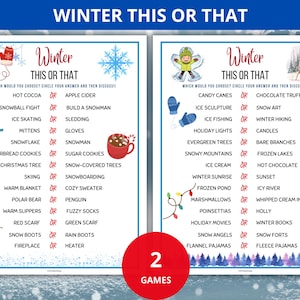 Winter This or That Game,winter Would You Rather Game,wintertime ...