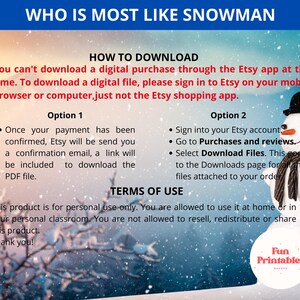 Who is Most Like a Snowman,snowday Trivia Game,who is Most Like Frosty ...