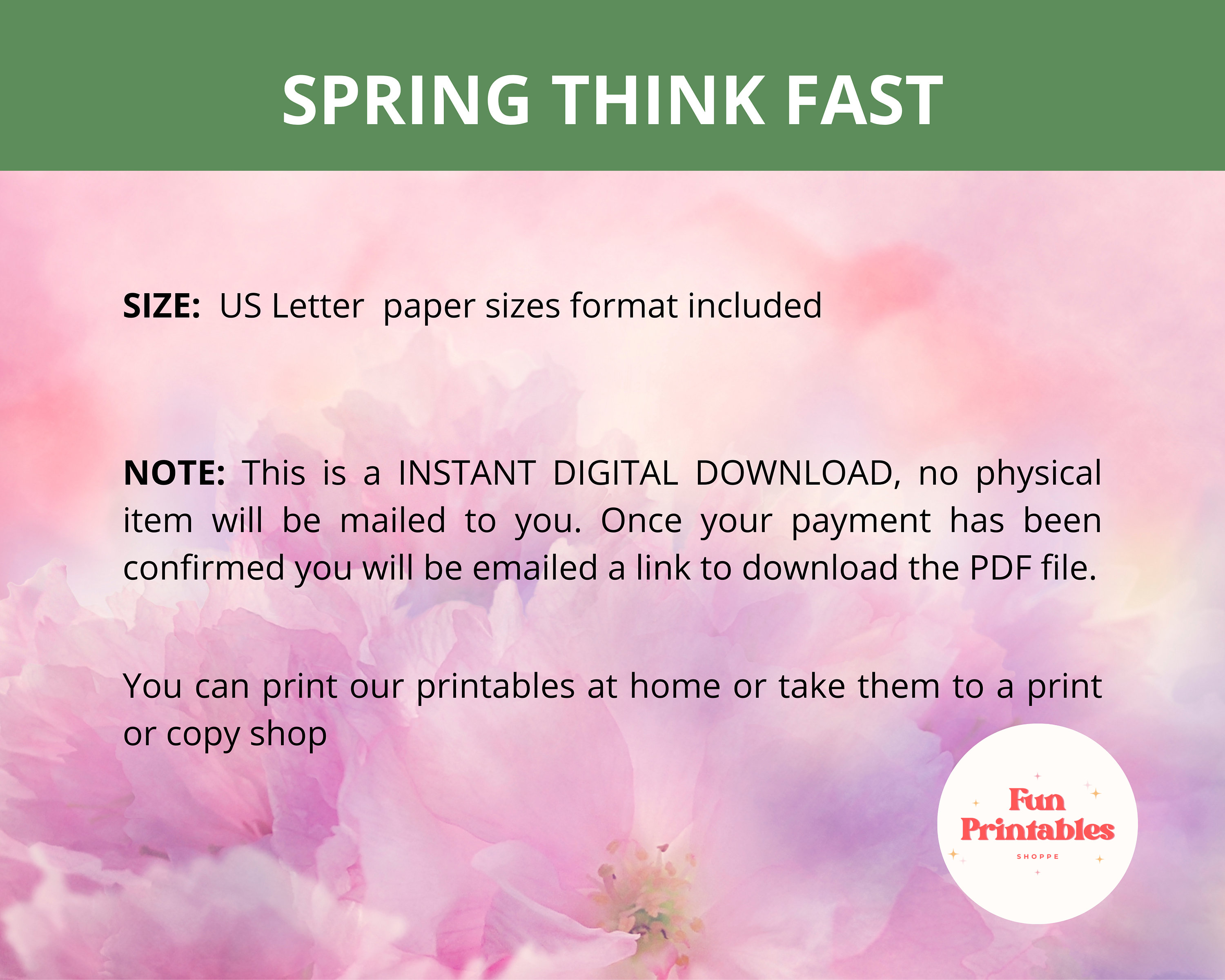 Spring Think Fast Game,quick Think Spring Game, Spring Classroom ...