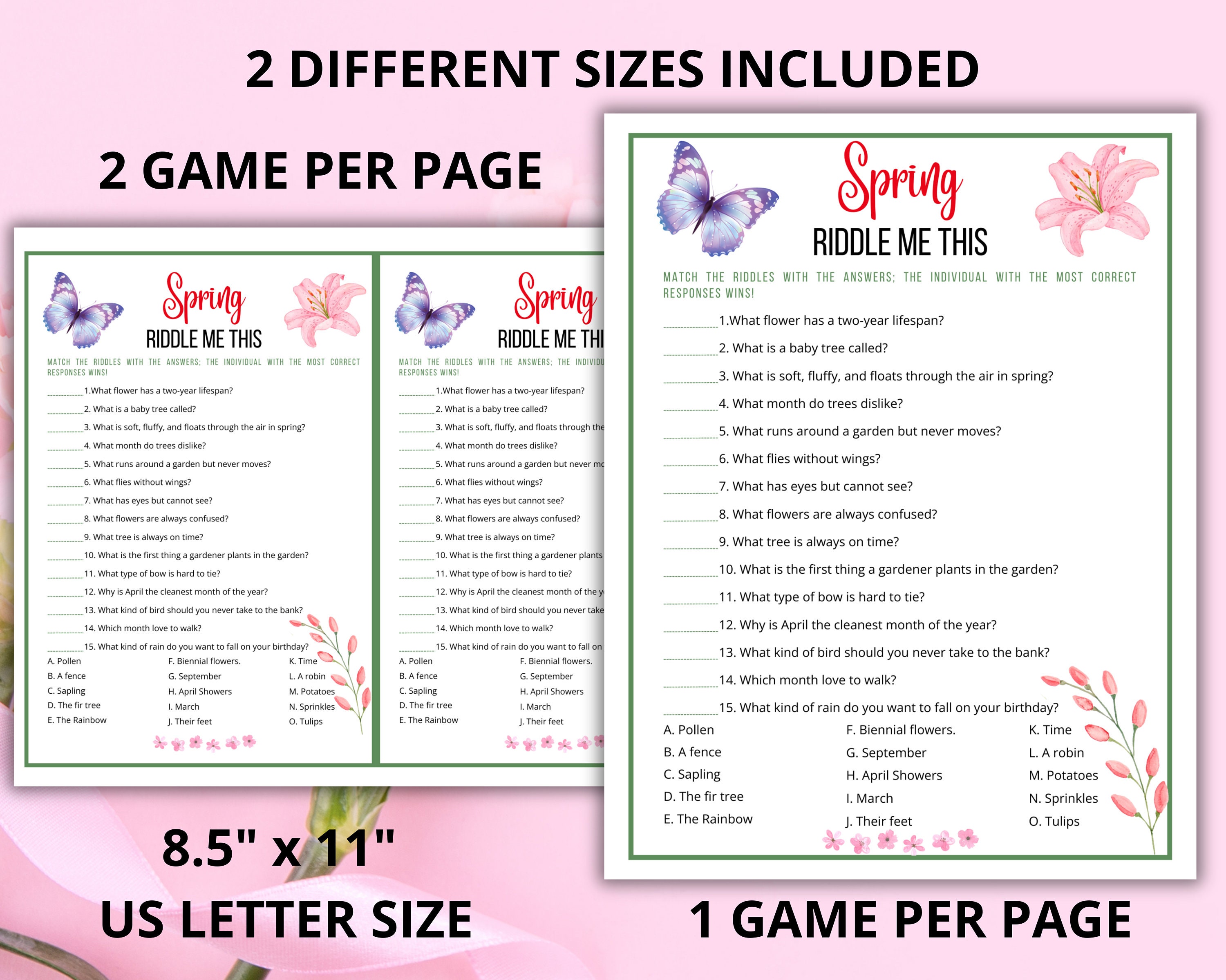 Spring Riddle Me This Game, Printable Spring Game, Springtime Games ...
