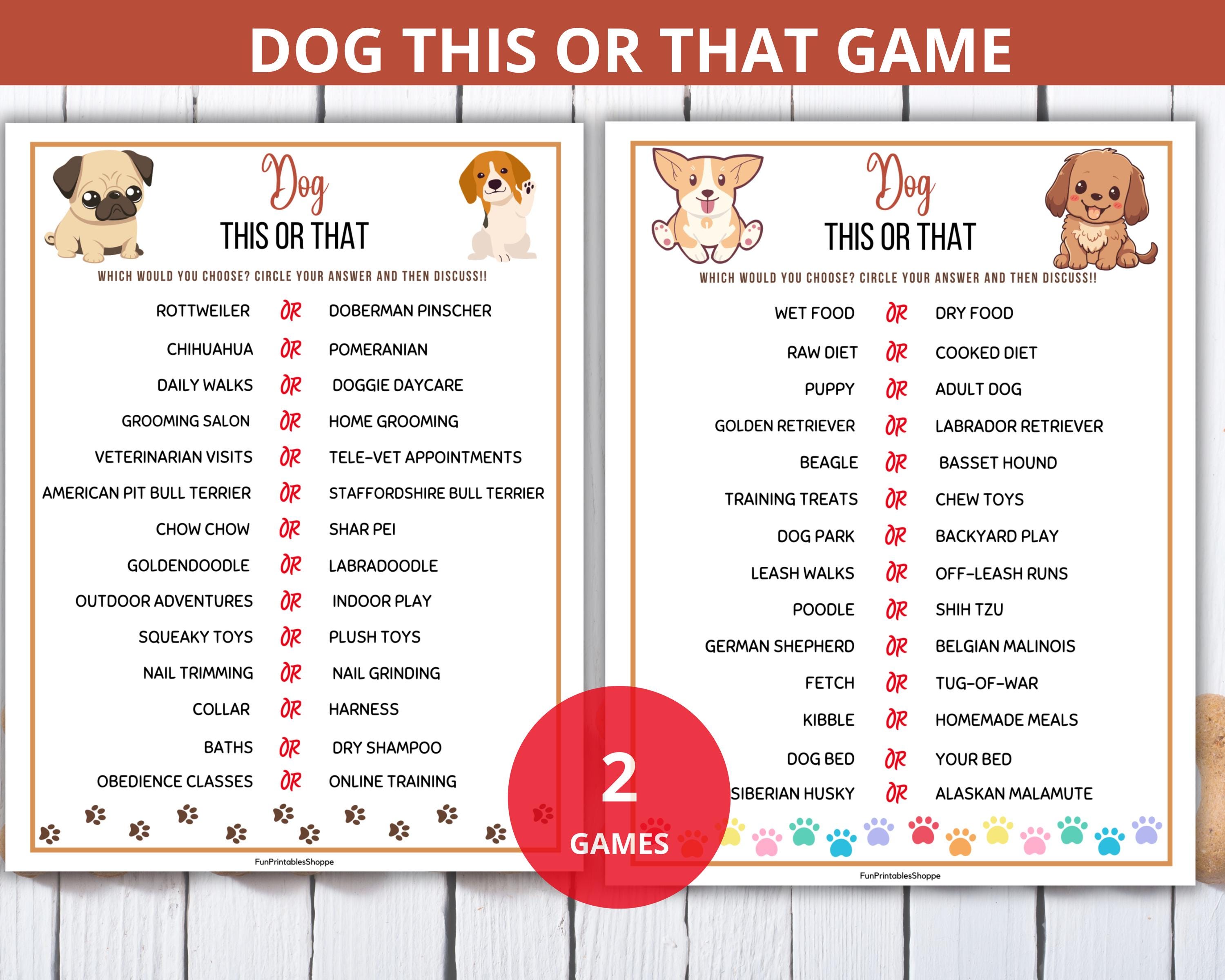 Dog This or That,dog Party Games,dog Activity,fun Pets Games,dog ...