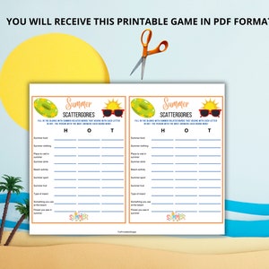 Summer Scattergories Game,summer Family Reunion,summer Fun Game,summer ...