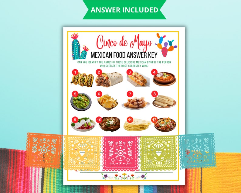 Cinco De Mayo Trivia,mexican Food Trivia,cinco De Mayo Printable Games ...