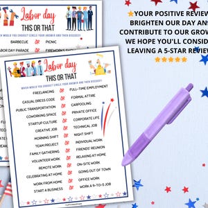 Labor Day This or That,labor Day Party Games,labor Day Activity,labor ...