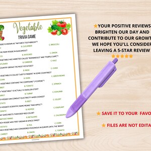 Vegetable Trivia Game,food Trivia,veggies Quiz,plant Trivia,nature ...