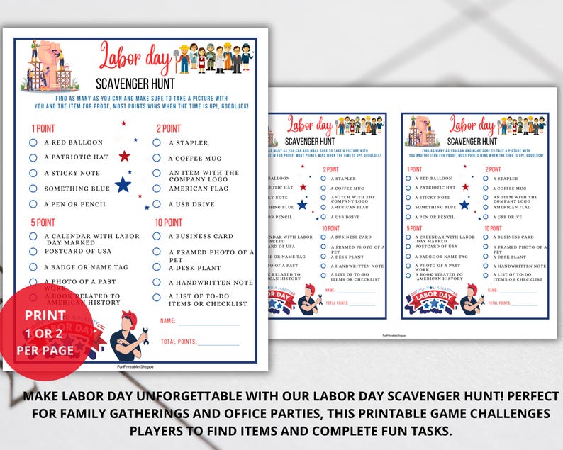 Labor Day Scavenger Hunt,labor Day Treasure Hunt,america Scavenger Hunt ...
