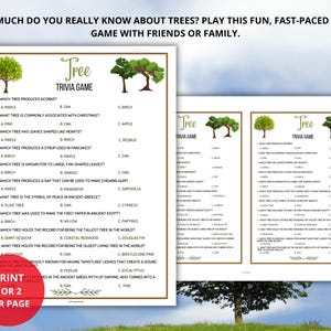 Tree Trivia Game,nature Trivia,tree Quiz,teen Party Games,plant Trivia ...