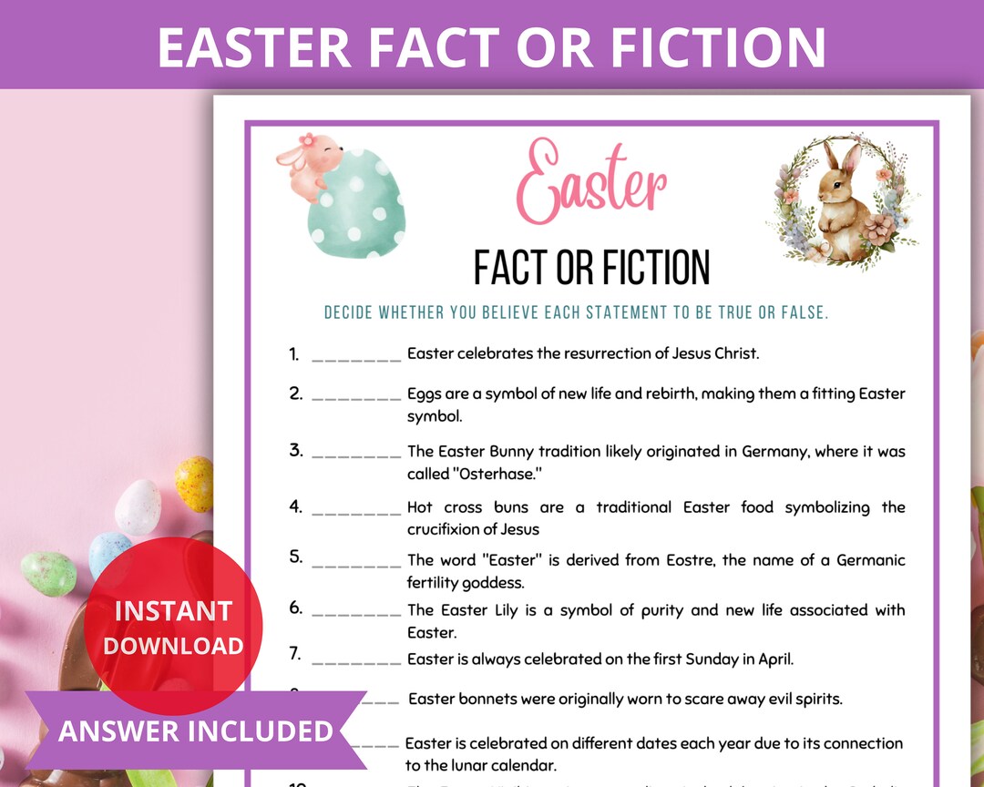 Easter Fact or Fiction Game,easter Printable Game,easter Activities ...