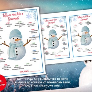 Who is Most Like a Snowman,snowday Trivia Game,who is Most Like Frosty ...