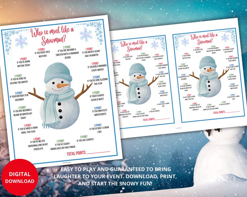 Who is Most Like a Snowman,snowday Trivia Game,who is Most Like Frosty ...