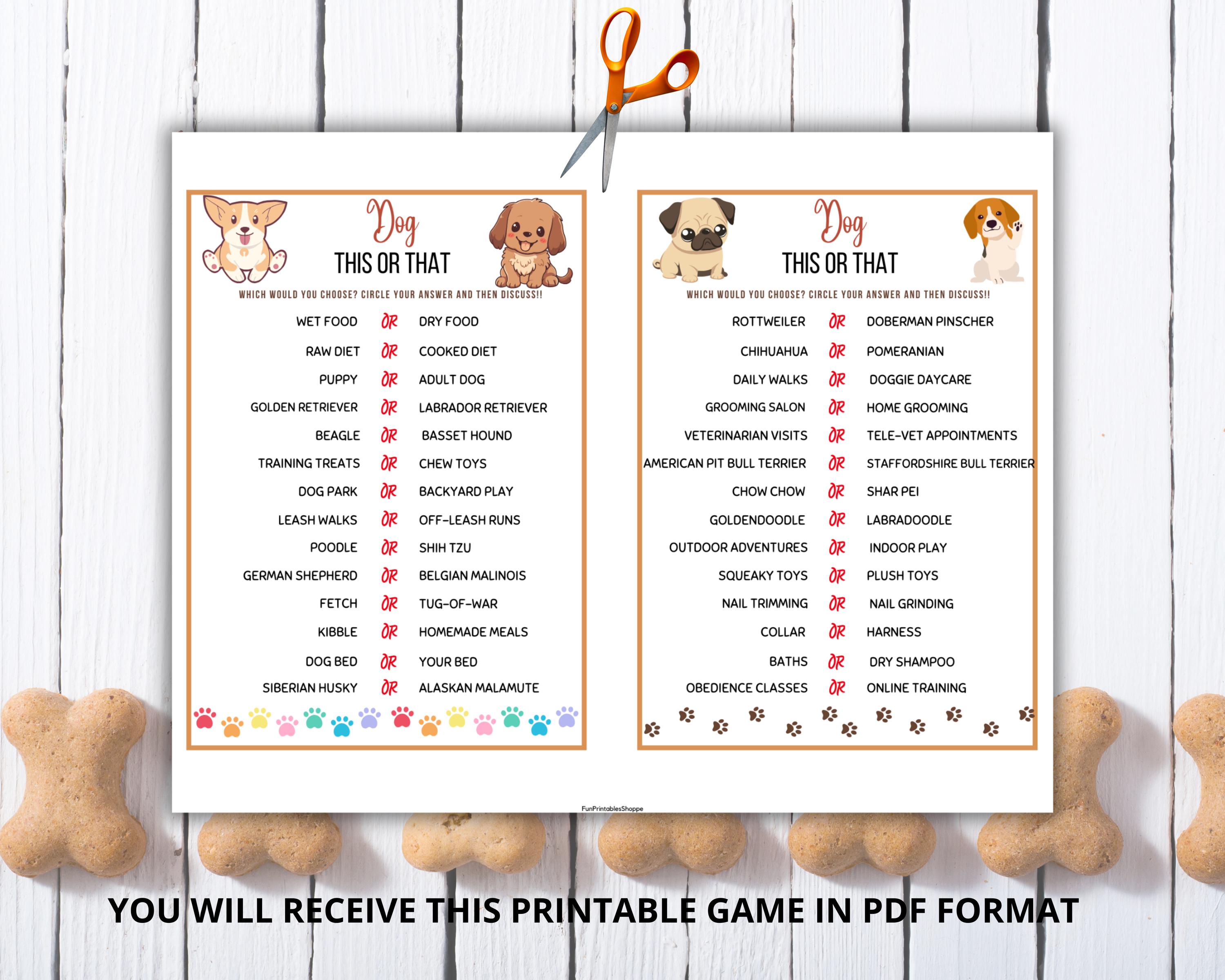 Dog This or That,dog Party Games,dog Activity,fun Pets Games,dog ...