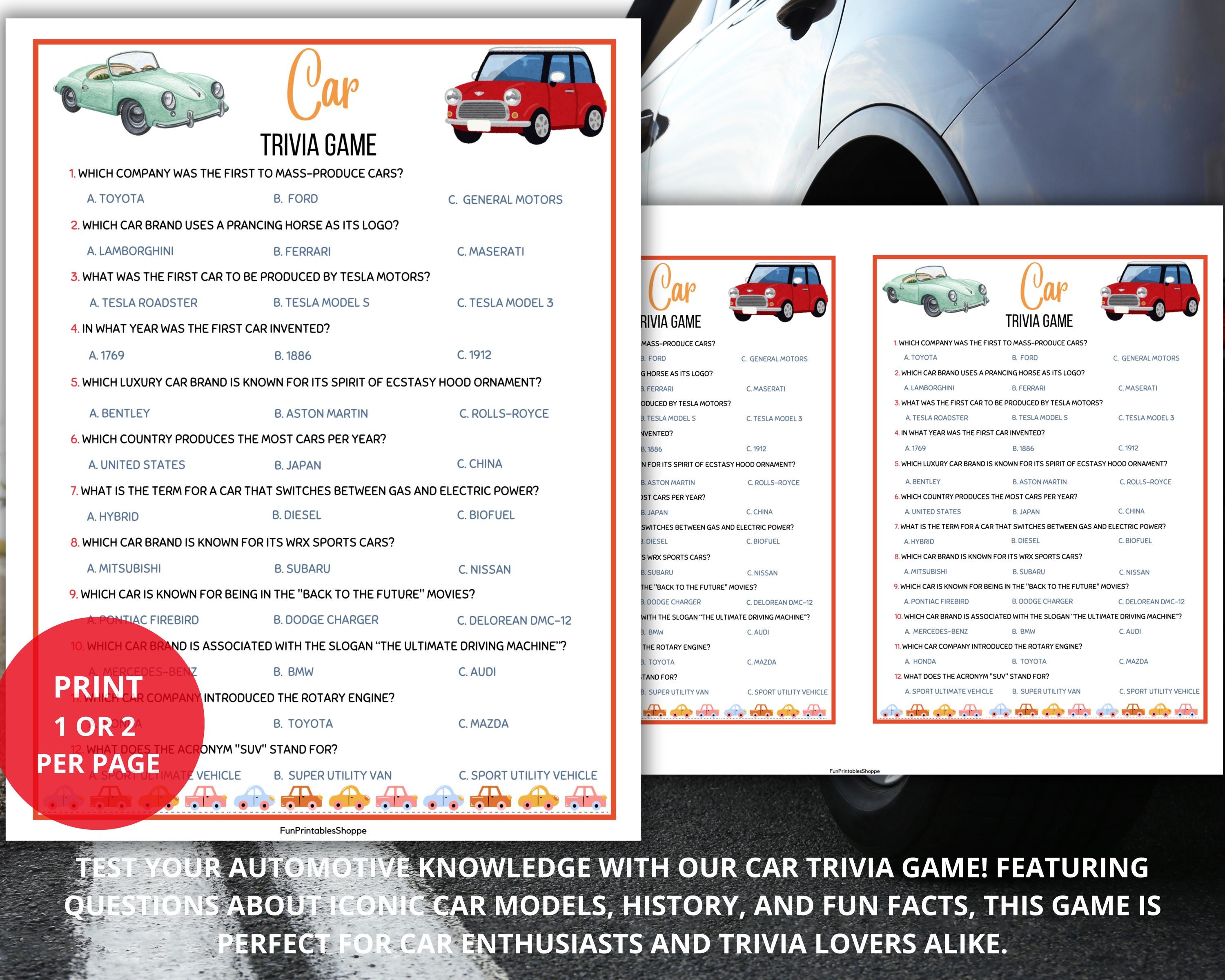 Car Trivia Game,auto Trivia,vehicle Trivia,motor Trivia,racing Trivia ...