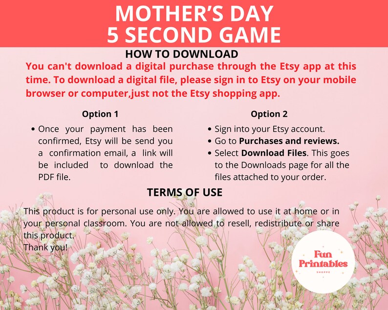 Mother's Day 5 Second Game,adults,mothers Day Activities,mother's Day ...