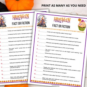 Halloween Fact or Fiction,halloween True or False,halloween Party Game ...