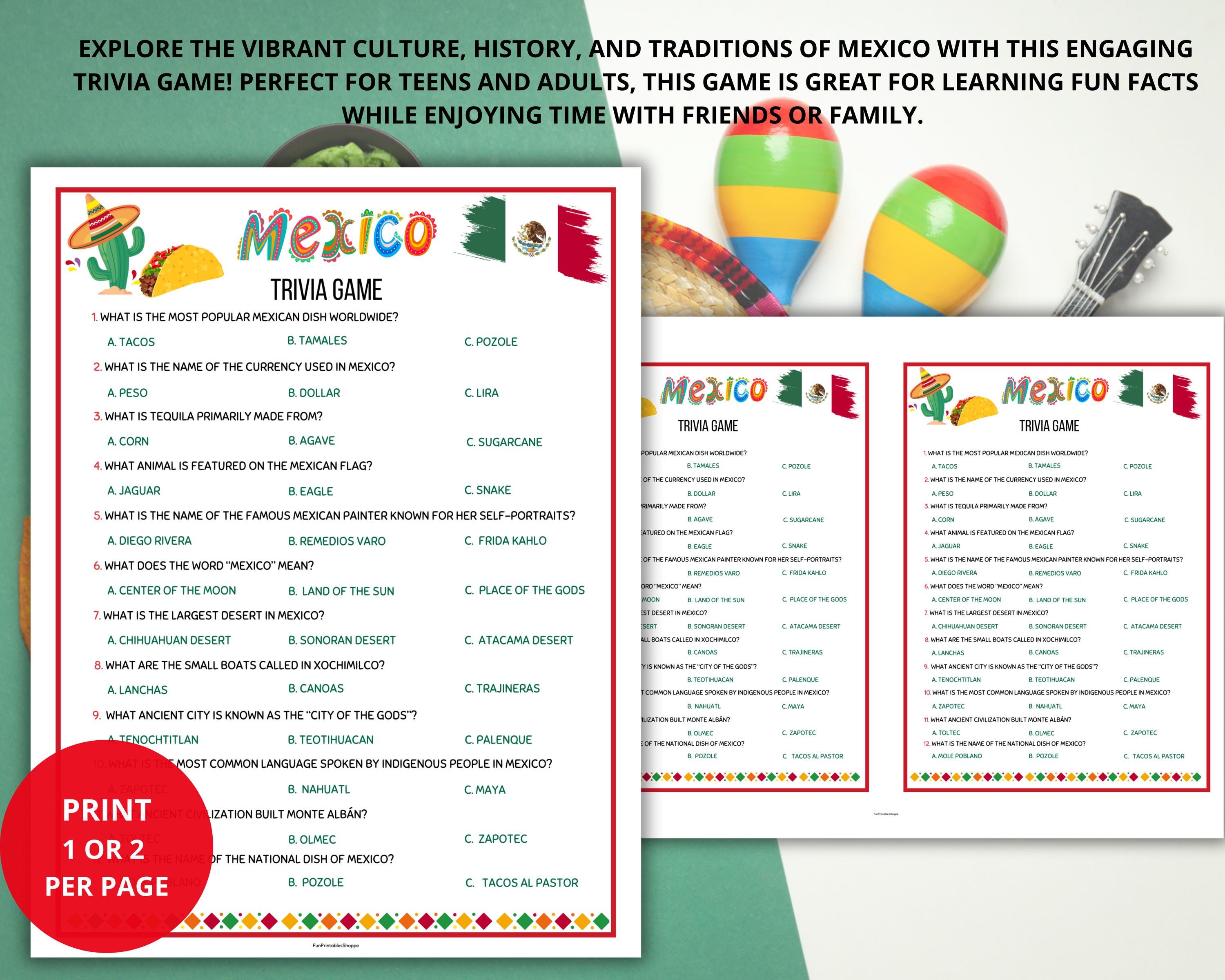 Mexico Trivia Game,mexican History Questions,mexico Quiz,mexican ...