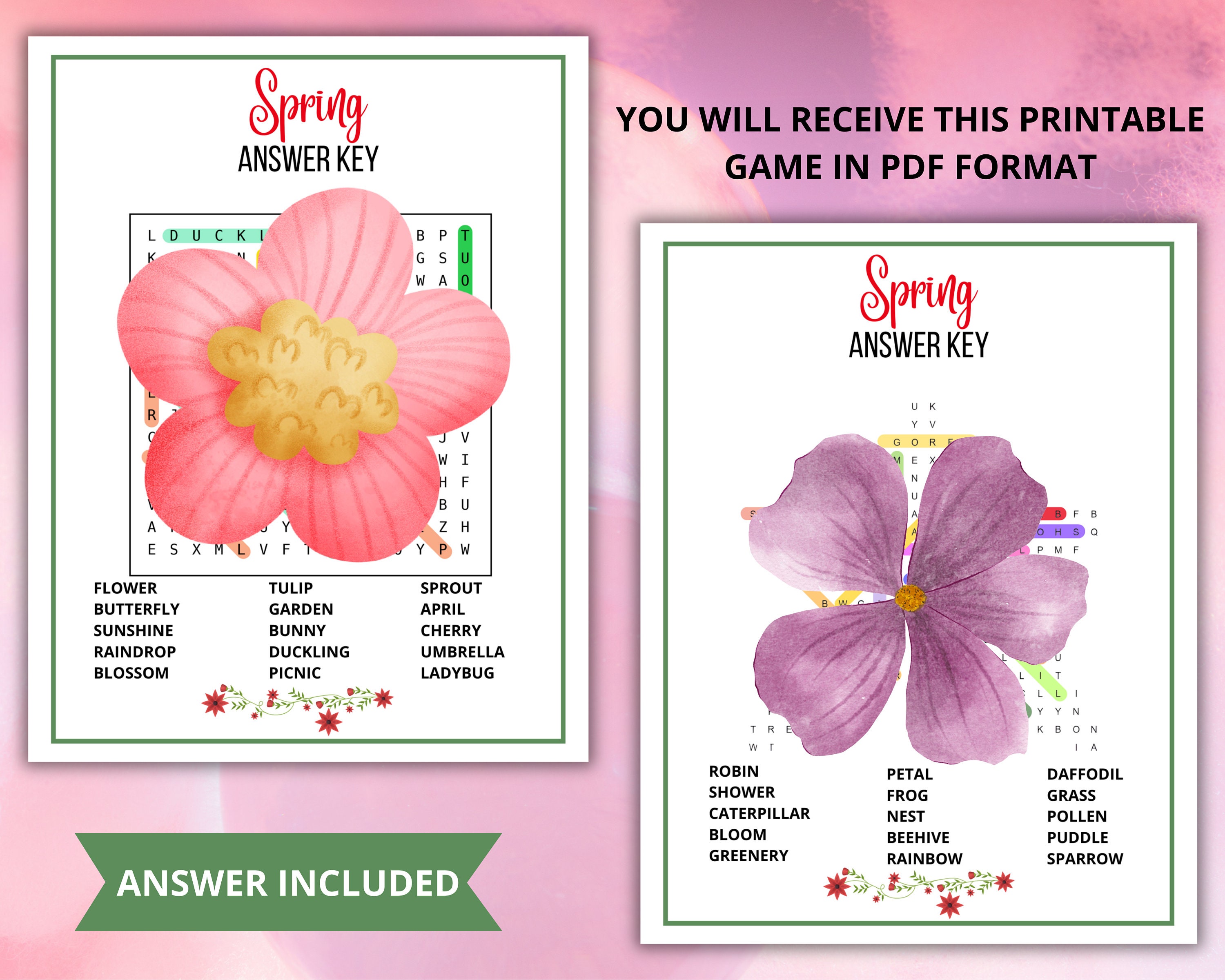 Spring Word Search, Springtime Printable Games, Spring Activities, Word ...