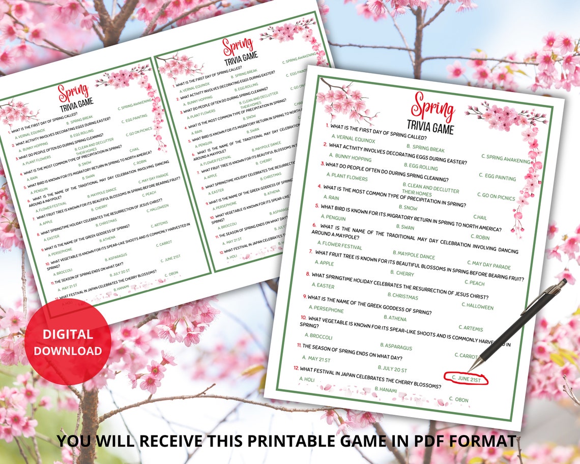 Spring Trivia Game, Fun Spring Questions, Spring Activity for Kids ...