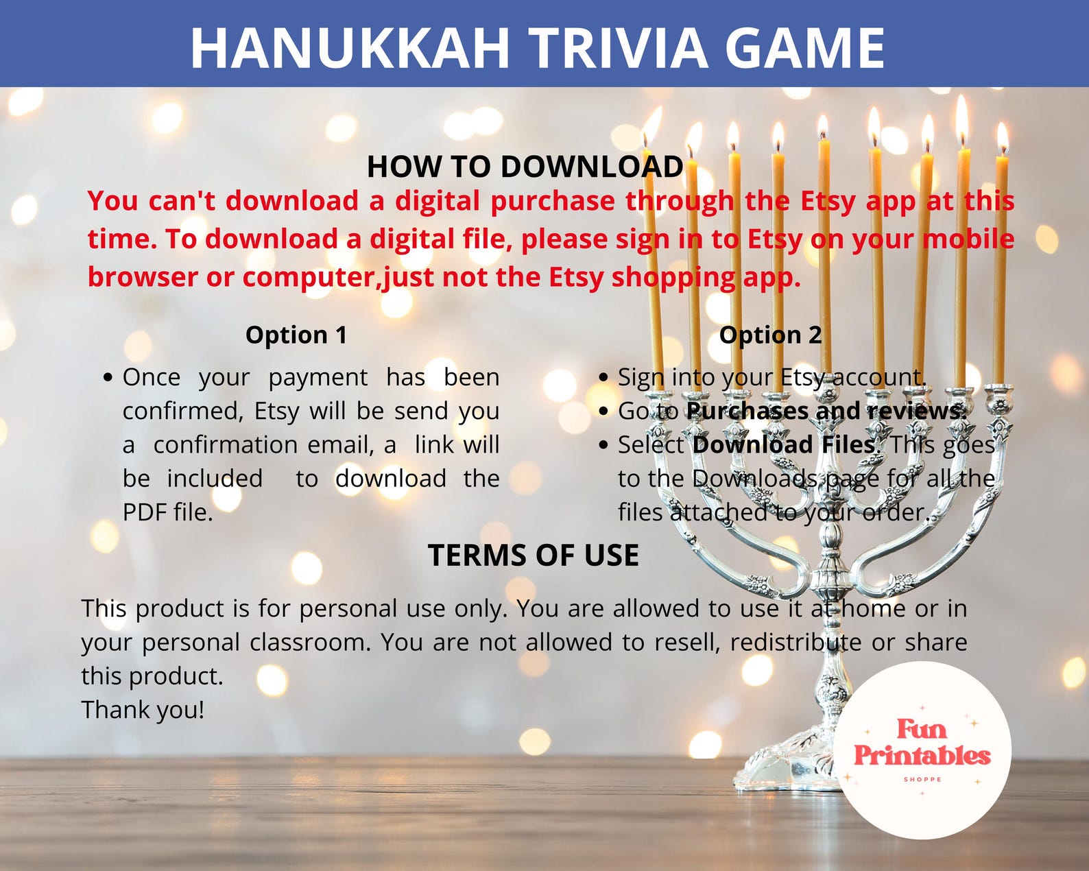 Hanukkah Trivia Game,jewish Trivia,hanukkah Printable Trivia,holiday ...