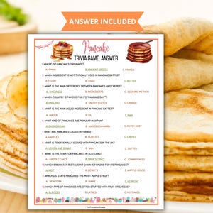 Pancake Trivia Game,pancake Day Game,pancake Quiz,pancake Party Games ...