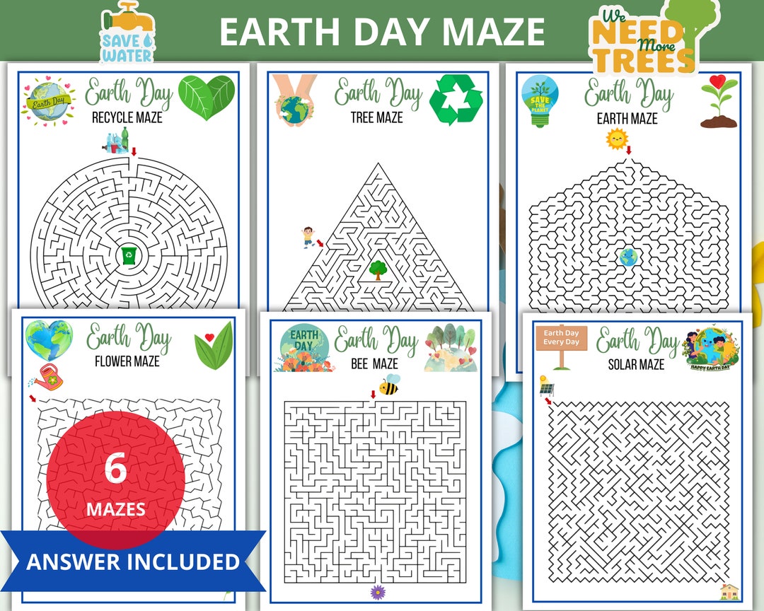 Earth Day Maze Printable,earth Day Games,earth Day Activities,indoor ...
