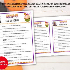 Halloween Fact or Fiction,halloween True or False,halloween Party Game ...
