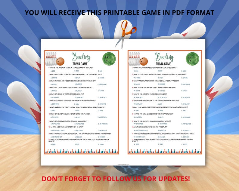 Bowling Trivia Game,sports Trivia,bowling Party,sports Quiz,bowling ...