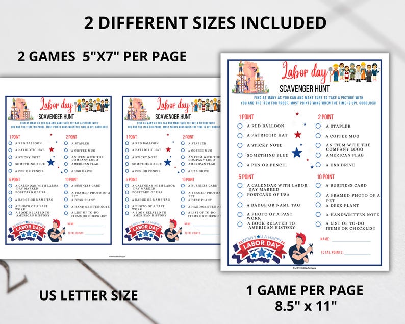 Labor Day Scavenger Hunt,labor Day Treasure Hunt,america Scavenger Hunt ...