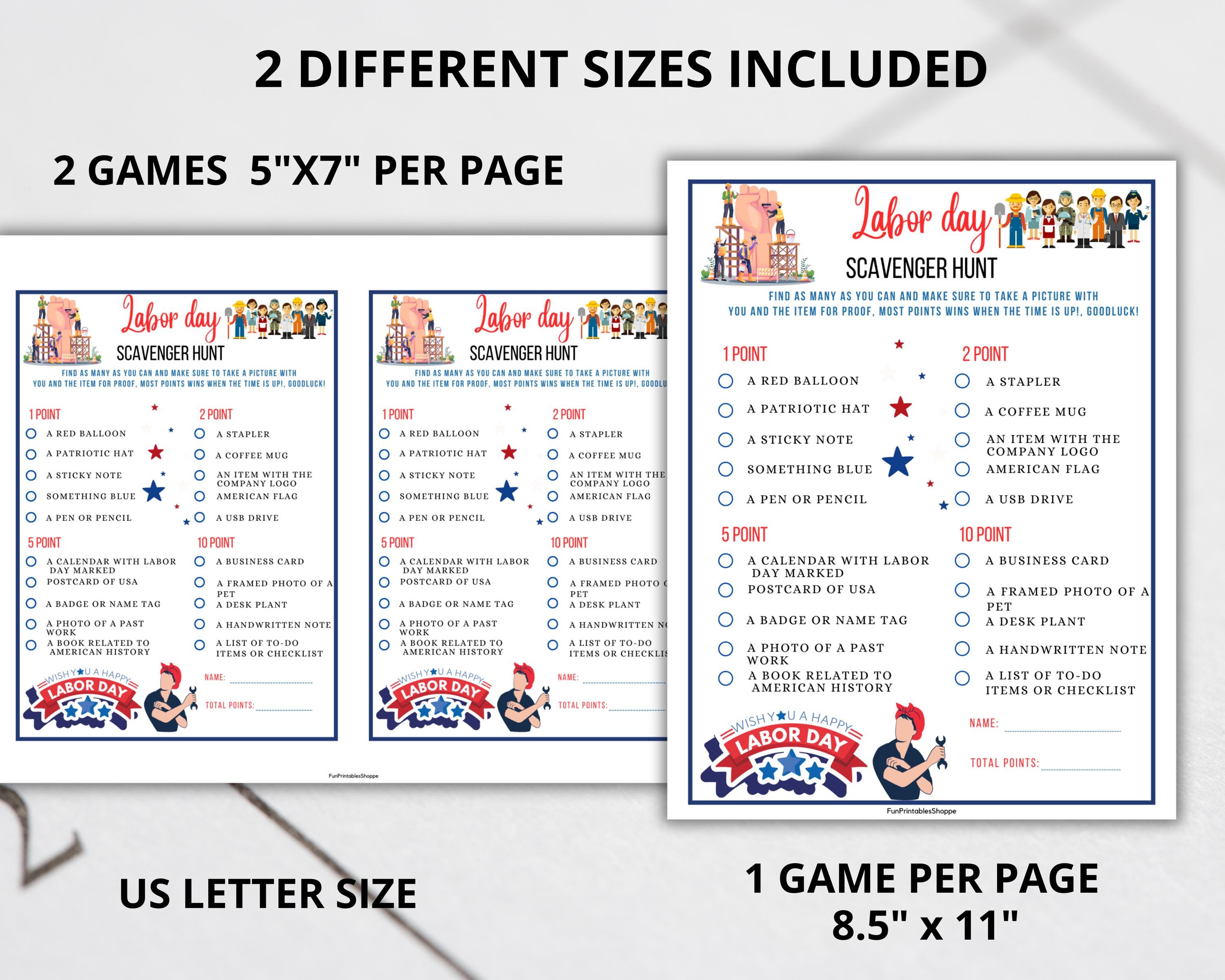 Labor Day Scavenger Hunt,labor Day Treasure Hunt,america Scavenger Hunt ...