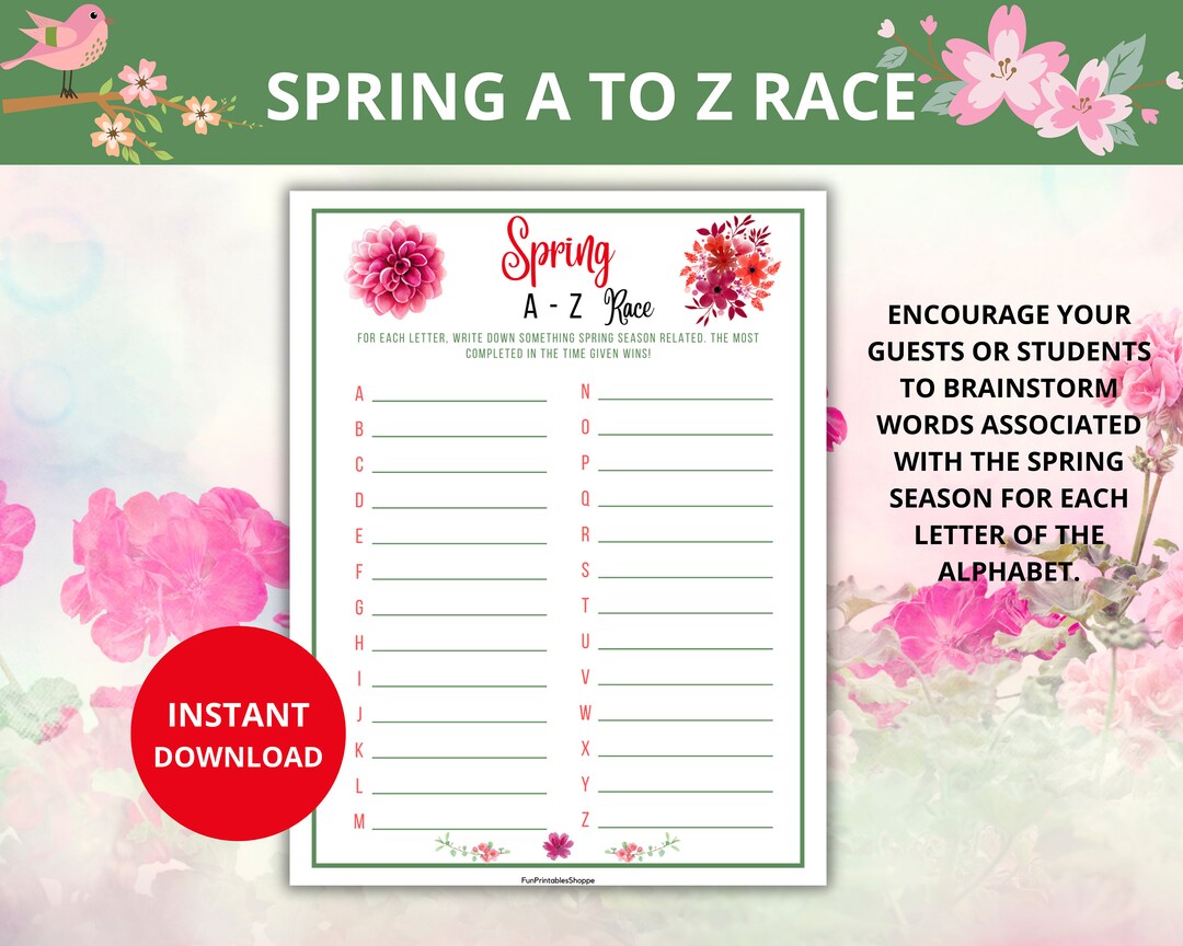 Spring A to Z Game,fun Spring Party Game, Spring Season Game,spring ...