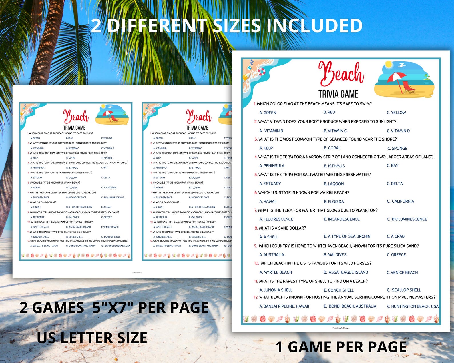 Beach Trivia Game,ocean Trivia,sea Trivia Game,summer Trivia,fun Beach ...