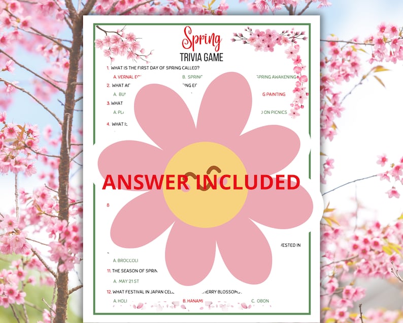 Spring Trivia Game, Fun Spring Questions, Spring Activity for Kids ...