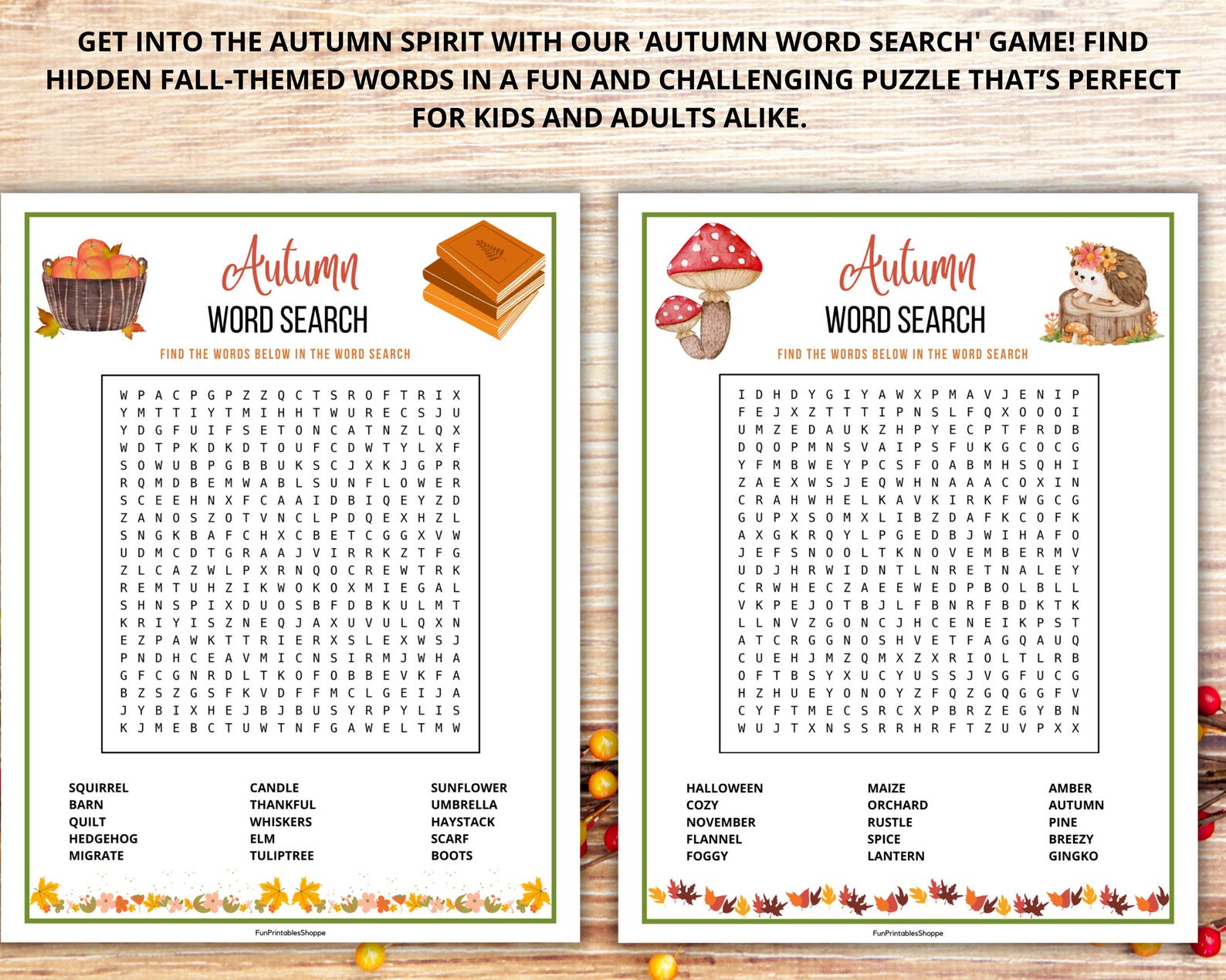 Fall Word Search,autumn Word Search,autumn Word Puzzle,fall Party Game ...