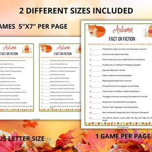 Autumn Fact or Fiction,fall Trivia,fall Trivia Question,autumn Quiz,fun ...
