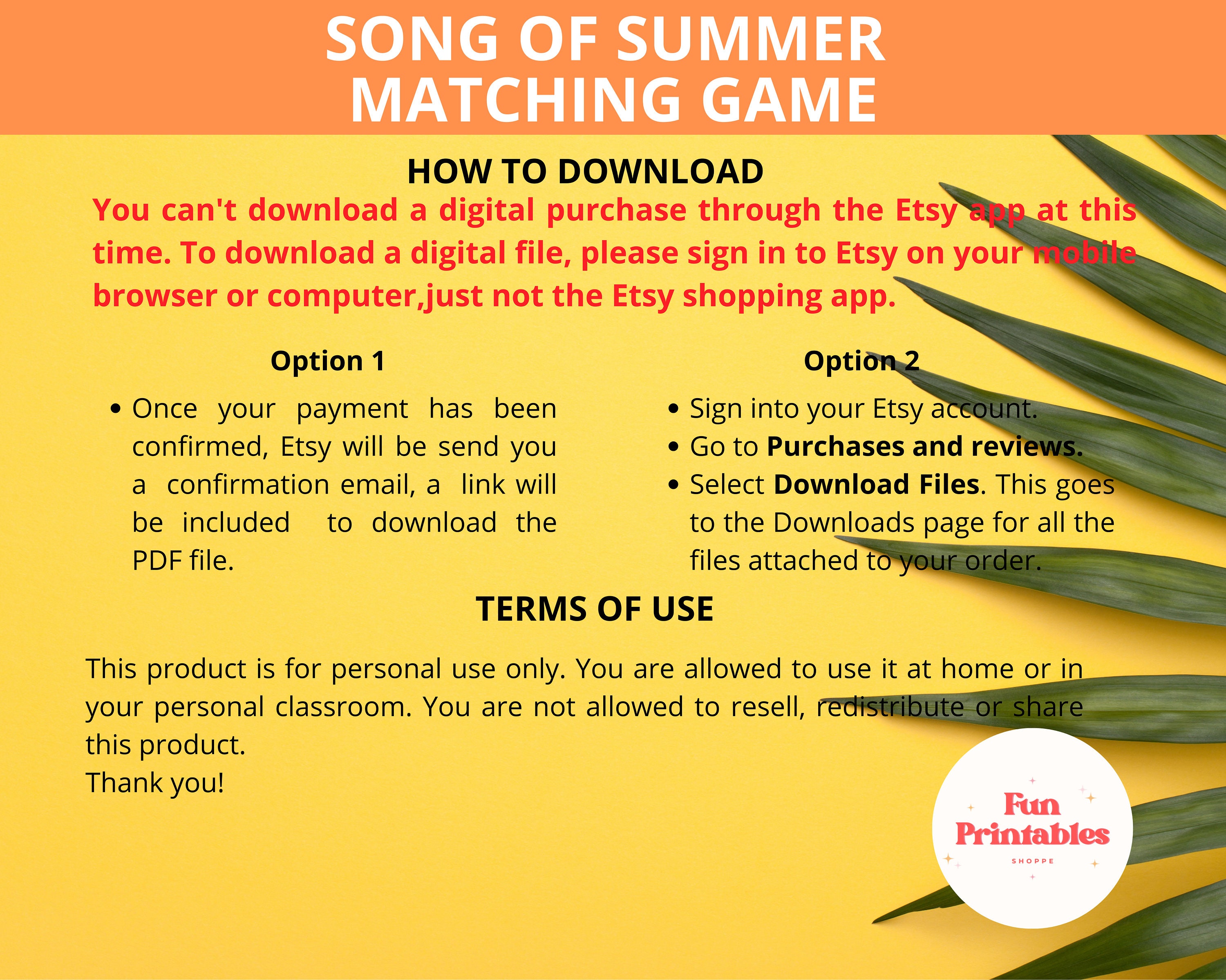 Songs of Summer Matching Game,summer Trivia,summer Songs Matchup ...
